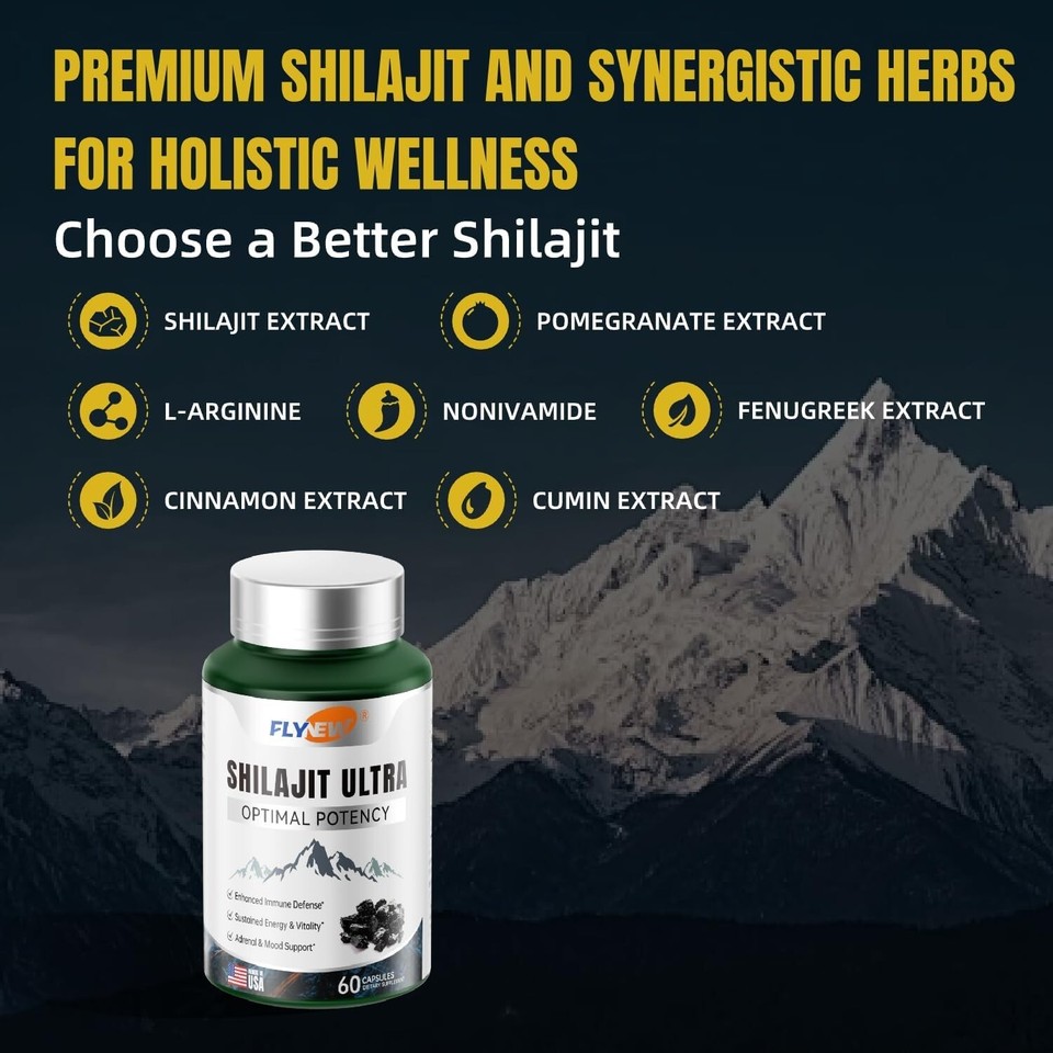 Flynew Shilajit Ultra Optimal Potency, Shilajit Extract with L-Arginine ...