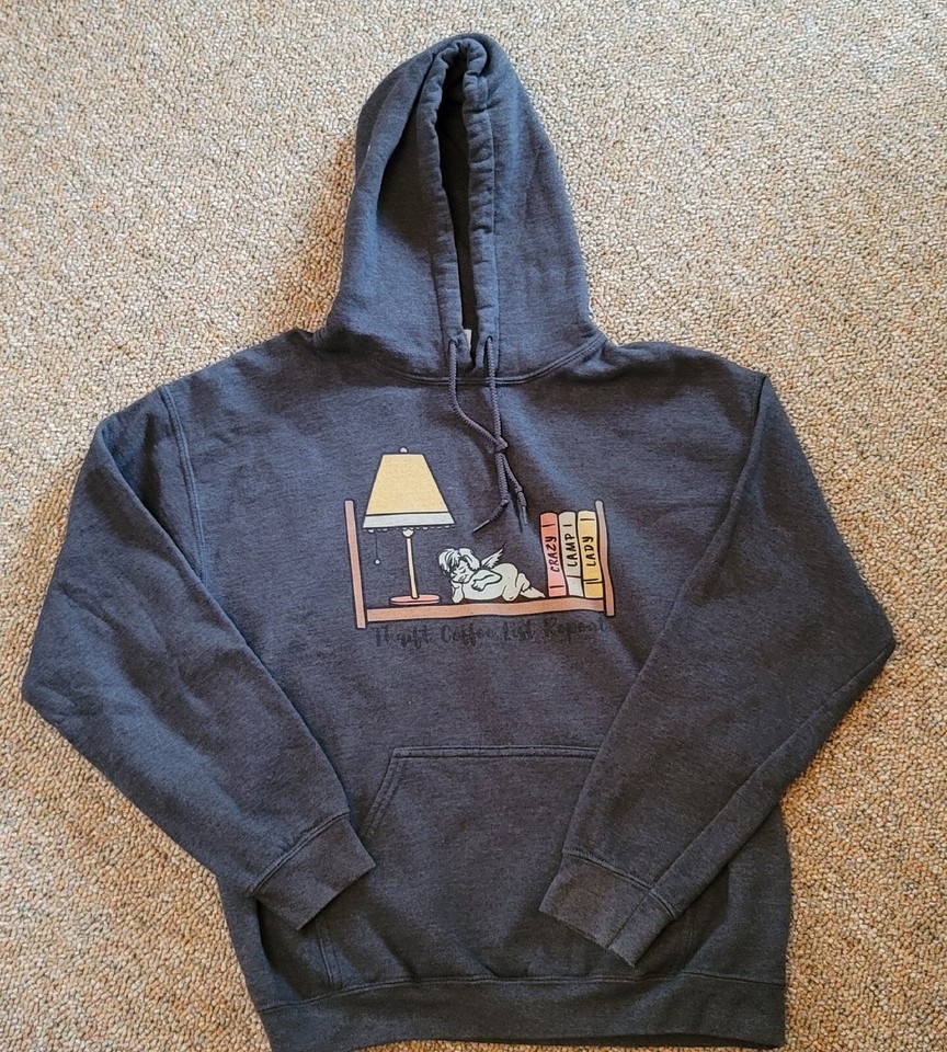 Crazy Lamp Lady HOODIE M cherub thrift coffee list repeat gray angel ...