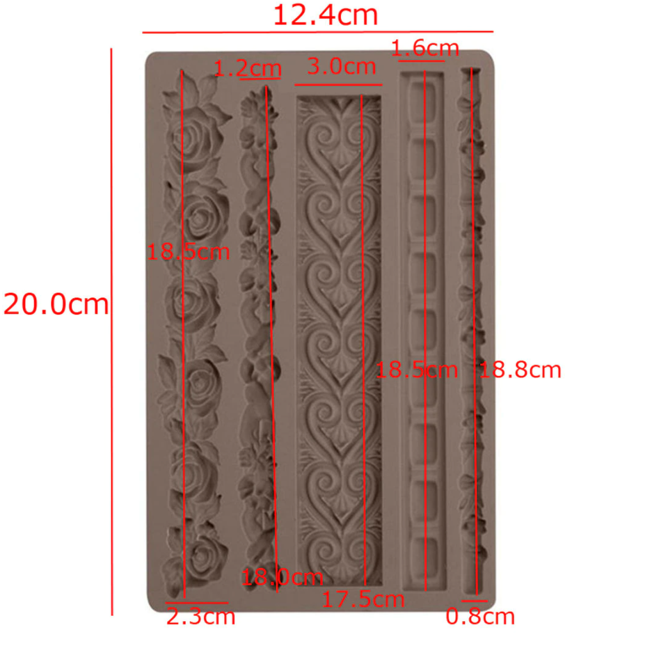 Baroque Relief Rope Silicone Mould Cake Fondant Border Chocolate Rose ...