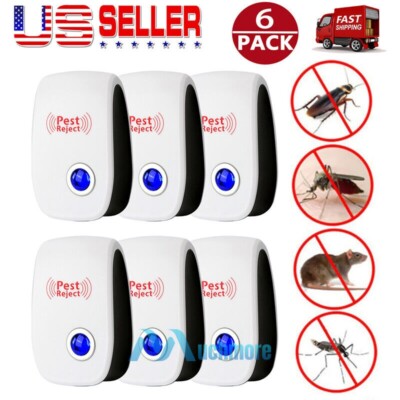 6 Pack Ultrasonic Pest Reject Control Electronic Repeller Mosquito ...