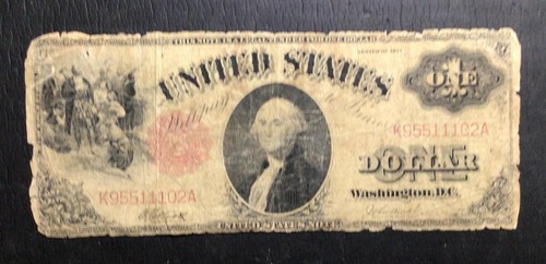 1917 $1 RED US Legal Tender "LARGE SIZE"! Rough! Old US Paper Money ...