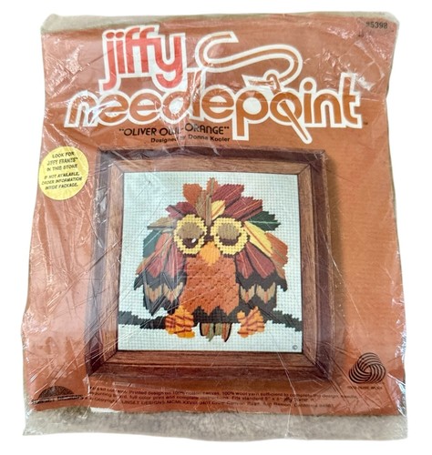 Sunset Designs Jiffy Needlepoint Kit Oliver Owl Orange Wool Yarn ...
