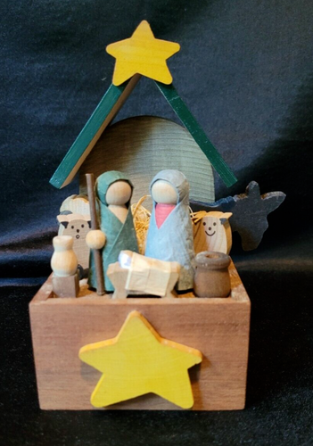 Small Wood Handmade Nativity Music Box Silent Night | eBay