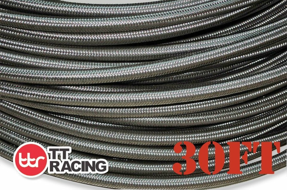 30FT AN8 8AN Stainless Steel PTFE Fuel Line Black 12 Fittings Kit E85 ...