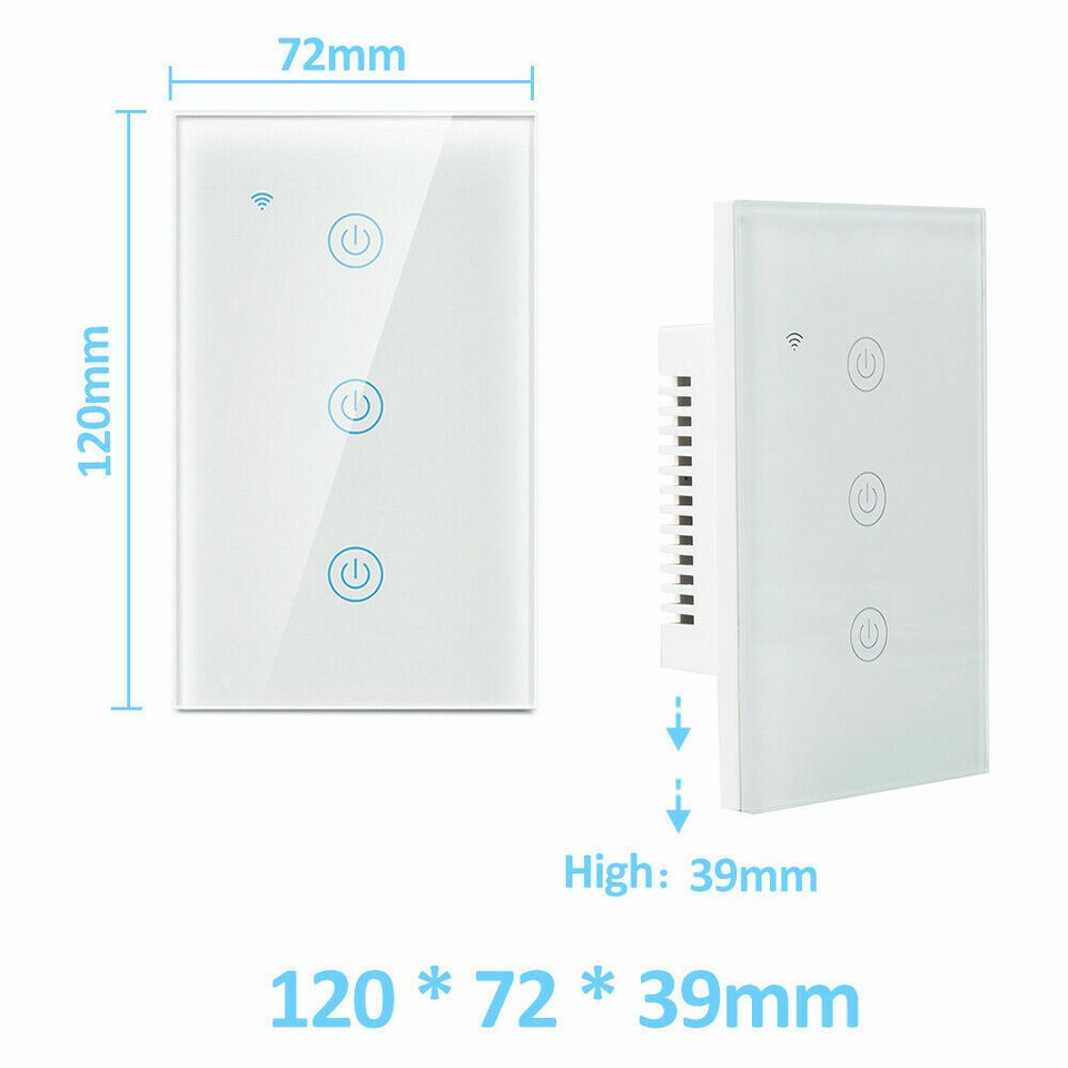 1/2/3/4 Gang WiFi Smart Wall Touch Light Switch Glass Panel For Alexa ...
