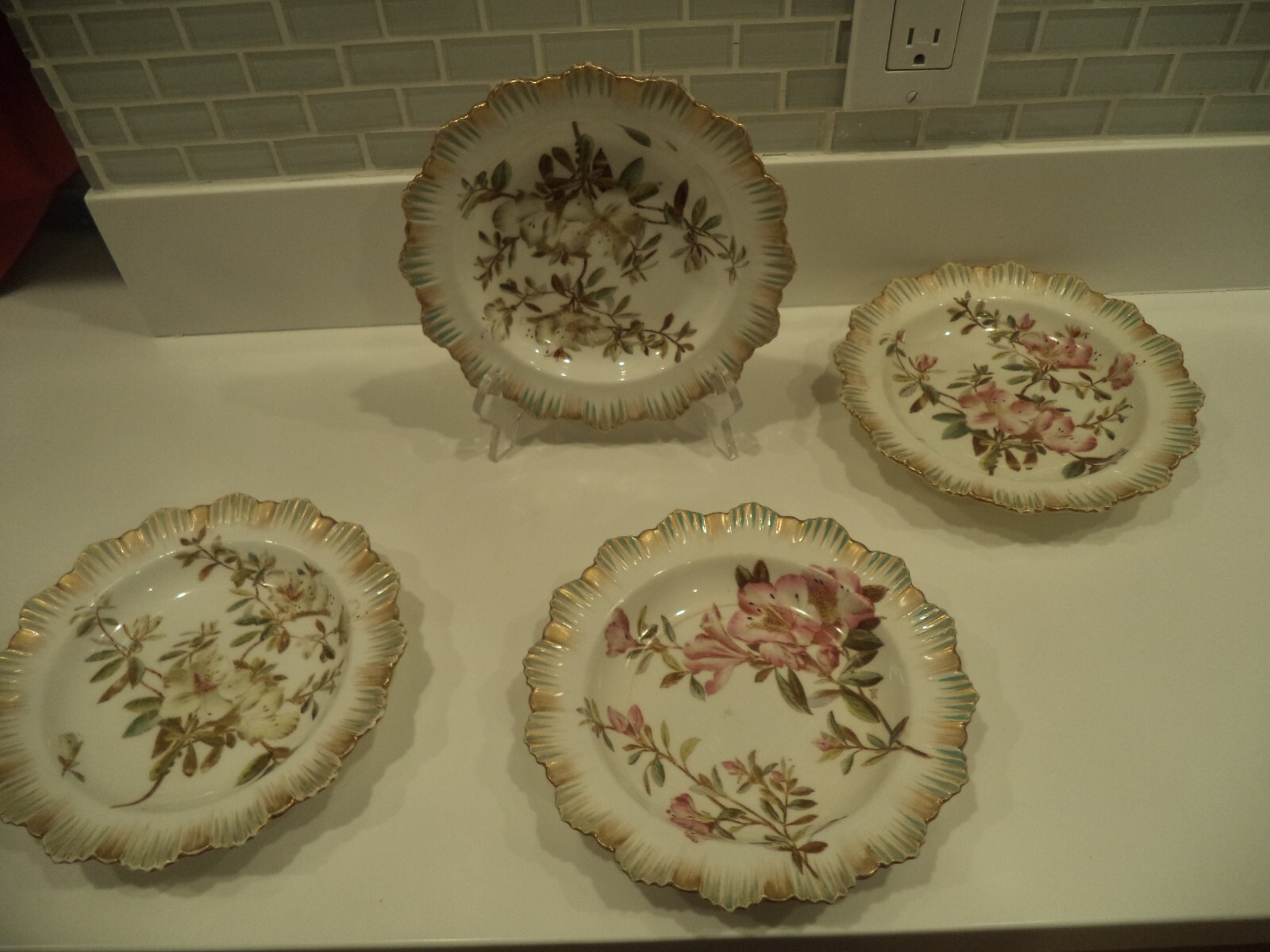 4 Antique George Jones Stokes & Sons Crescent China Ruffled Bowl 7 1/2 ...
