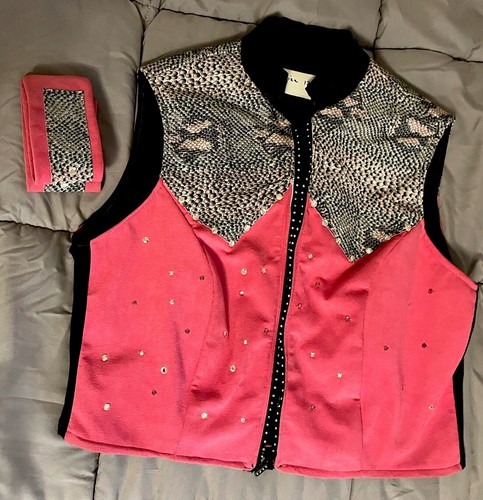 WesternShow Vest, HotPink/Grey Snake Print Ultrasuede with Rhinestone ...
