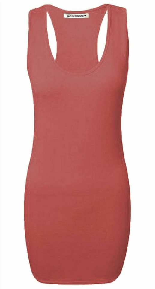 Women Ladies Long Racer Back Bodycon Muscle Vest Top Gym Top All Plus ...