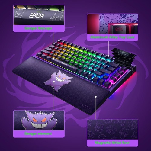 Razer x Pokémon Gengar Wireless Mechanical Keyboard RGB Backlit With ...