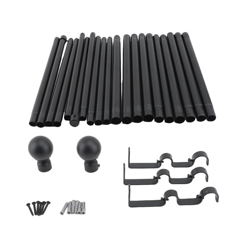 Adjustable Double Rod Twist Connect Metal Tension Curtain Rod 80-365cm ...