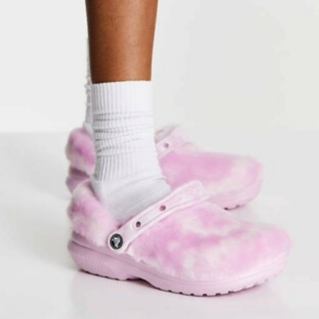 Crocs Classic Fur Sure Ballerina Pink White Fluffy Cl… - Gem