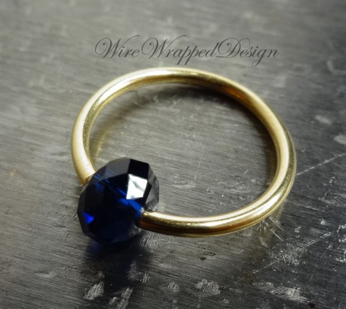 Belly Septum Ring made with Swarovski NAVY BLUE Crystal 16/14/12ga Gold ...