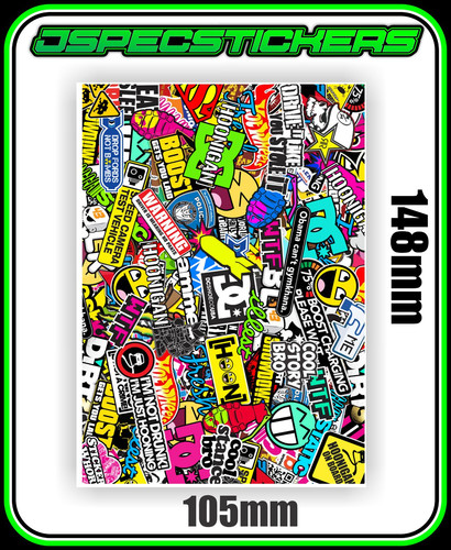 STICKERBOMB SHEET PRINTED VINYL DRIFT JDM WRAP STICKER BOMB RC DECAL A6 ...