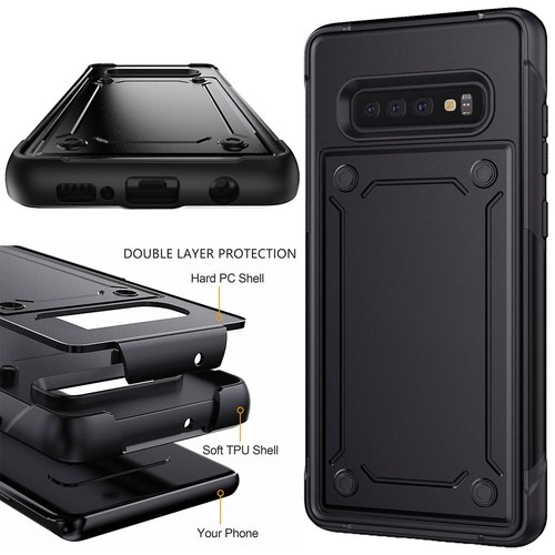 For Samsung Galaxy S10/S10+/S10 PLUS Black Phone Case Hybrid Shockproof ...