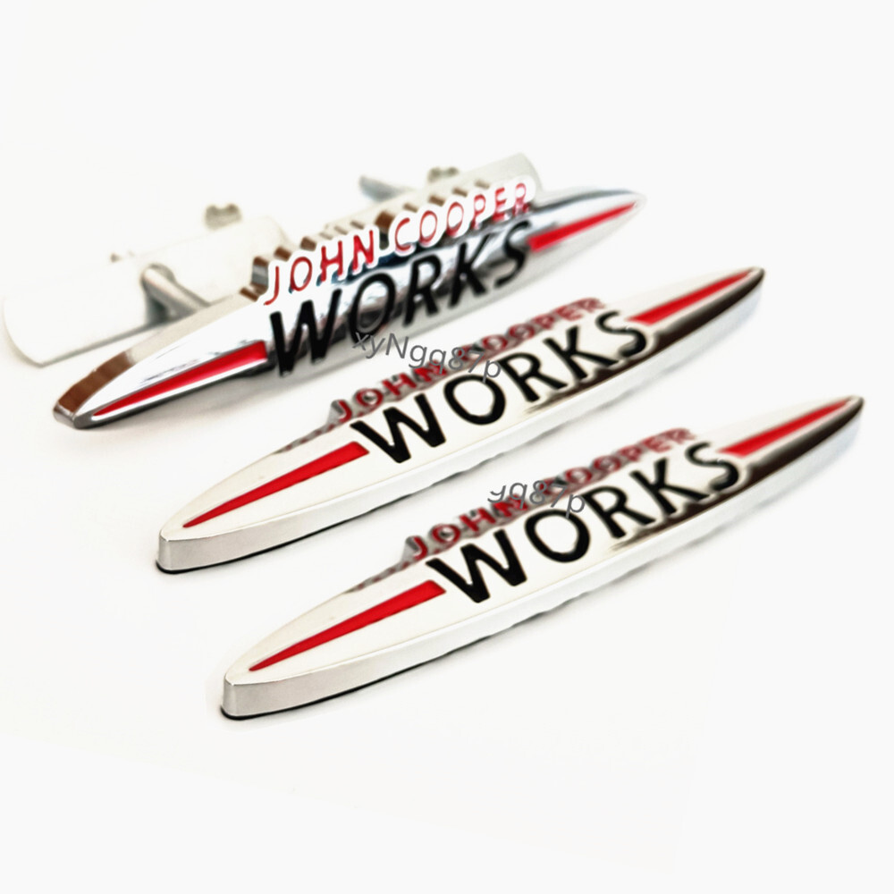 3x Chrome John Works HOOD Grille Emblem JCW Badge Stickers For Cooper ...