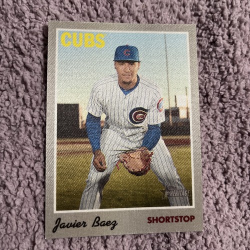 2019 Topps Heritage High Number Javier Baez 1970 Cloth Sticker #30 ...