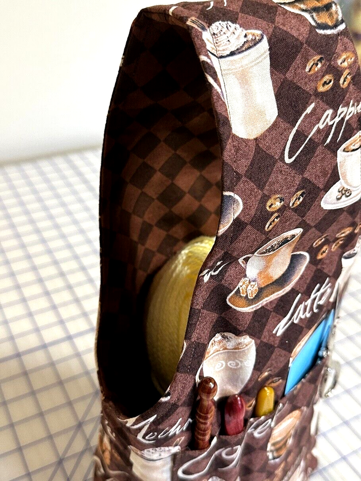 Handmade Coffee / Latte Cotton Fabric Yarn Tote Bag | eBay