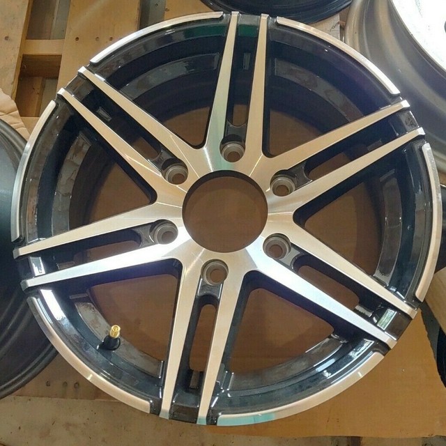SINGLE 15"X6" 6 LUG ON 5.5 BLACK ALUMINUM TRAILER WHEEL | eBay
