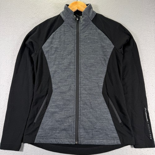 Kathmandu Merino Pro Full Zip Jacket Women Size 6 Black Grey Wool ...