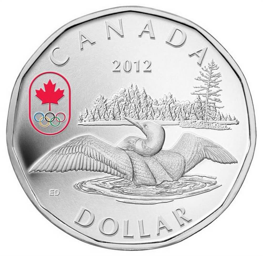 Canadian Loon Design Coin Royal Canadian Mint 2012 Lucky Loonie Silver ...