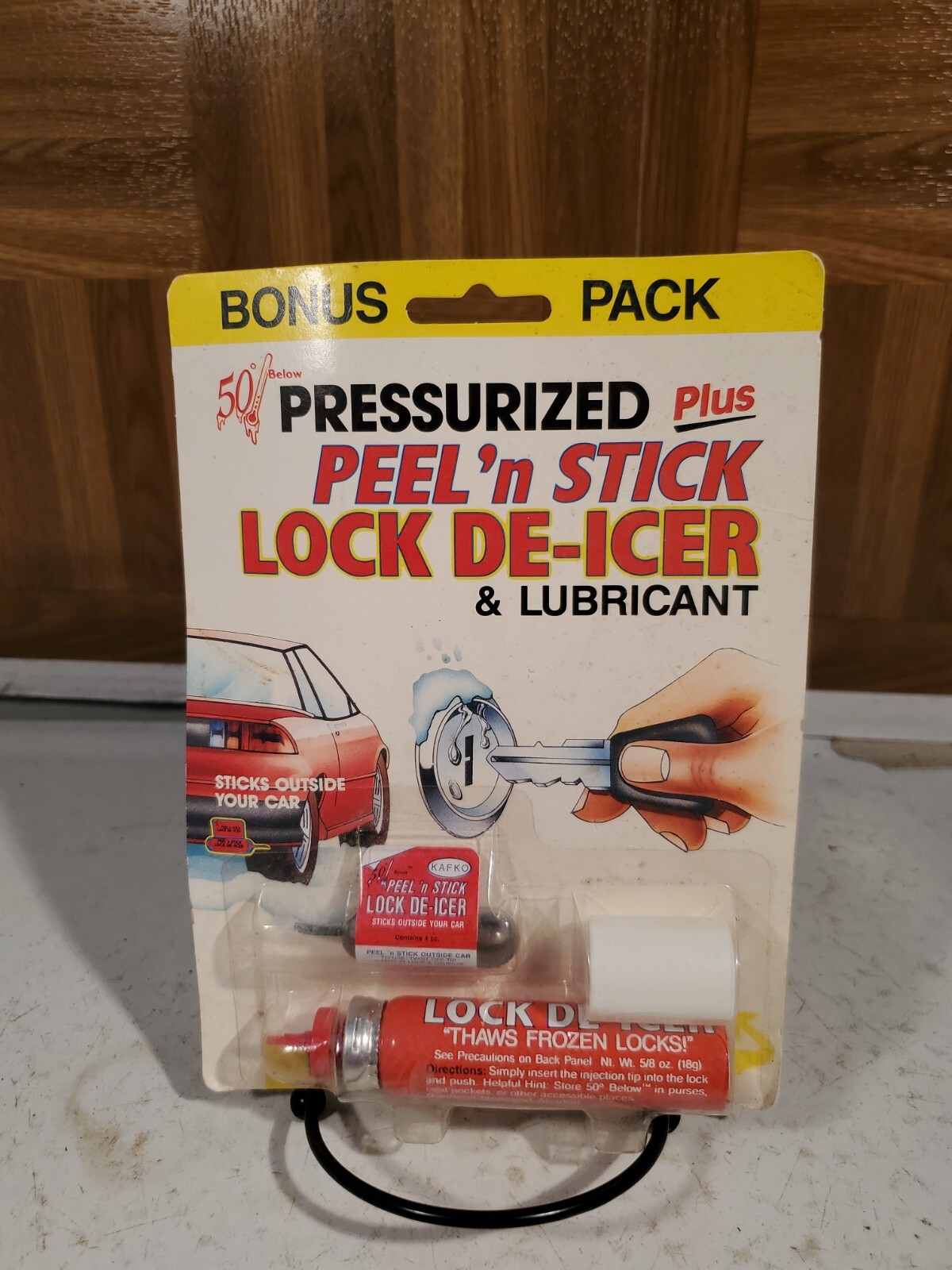 VINTAGE car PEEL 'N STICK LOCK DE-ICER~KAFKO~PACK ~MOUNTS OUTSIDE CAR ...