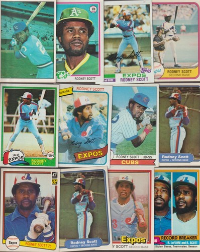 Rodney Scott Lot of 50 Baseball Cards 12 Different Expos Cubs Indiana ...