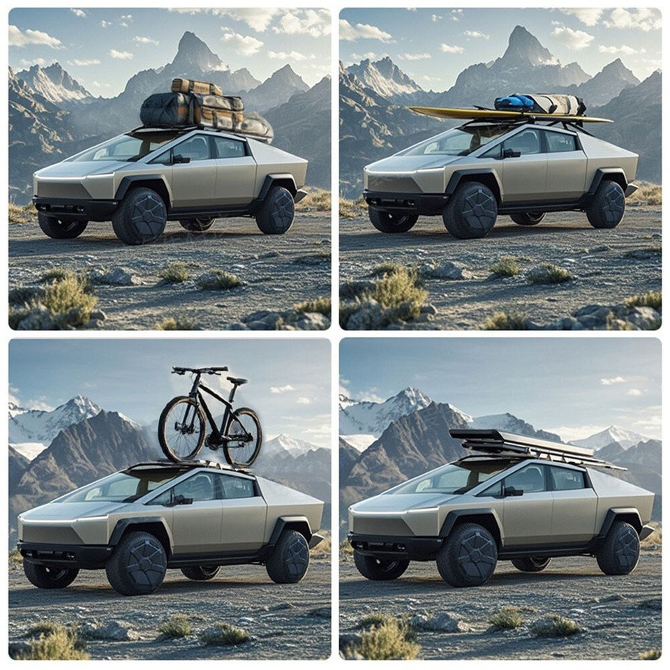 4Pcs Crossbars Fits For Tesla Cybertruck 2024 2025 Roof Rail Rack Cross ...