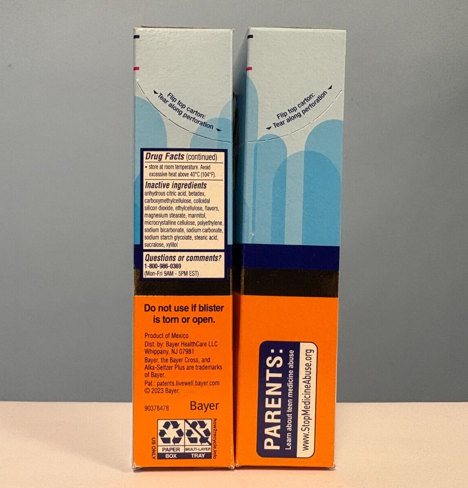 (2) Alka-Seltzer Plus Cold & Flu Fizzy Chews 24 Tablets Orange EXP 04/ ...