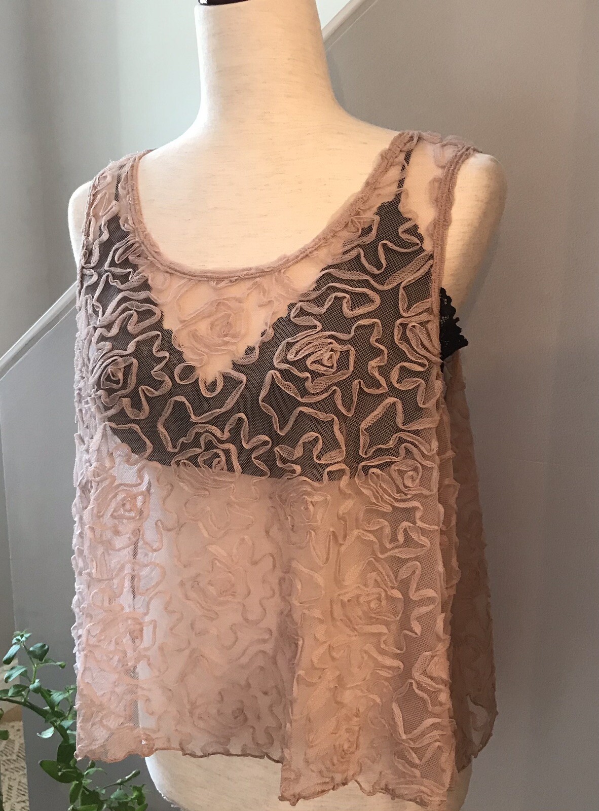 FREE PEOPLE Women’s Tank Top Champaign Lace Embroide… - Gem