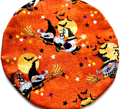 Halloween Centerpiece Hot Pad Pan Protector Trivet 10" Gnome Witch Moon ...