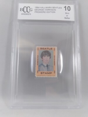 BEATLES GEORGE HARRISON 1964 Hallmark stamp BECKETT graded 10 Mint or ...