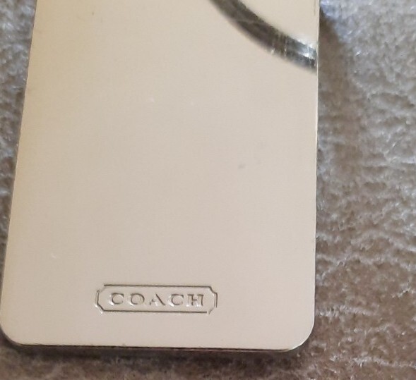 Coach Silver Thick Metal Bar Logo HUGE 2.25" Hangtag Key Ring/FOB Charm ...