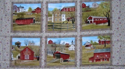 Fabric Elizabeth Studio Panel~Covered Bridges~Barnes~Churches~Billy ...