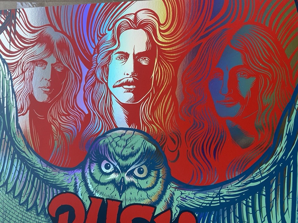 RUSH VERY RARE 50TH ANNIVERSARY Rainbow FOIL POSTER Signed Numbered AP ...
