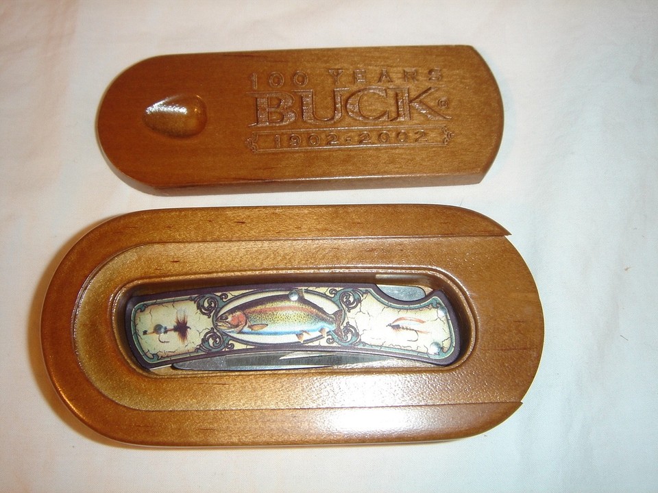 Buck 2002 Centennial Commemorative Lockback Pocket Knife W/Wooden ...