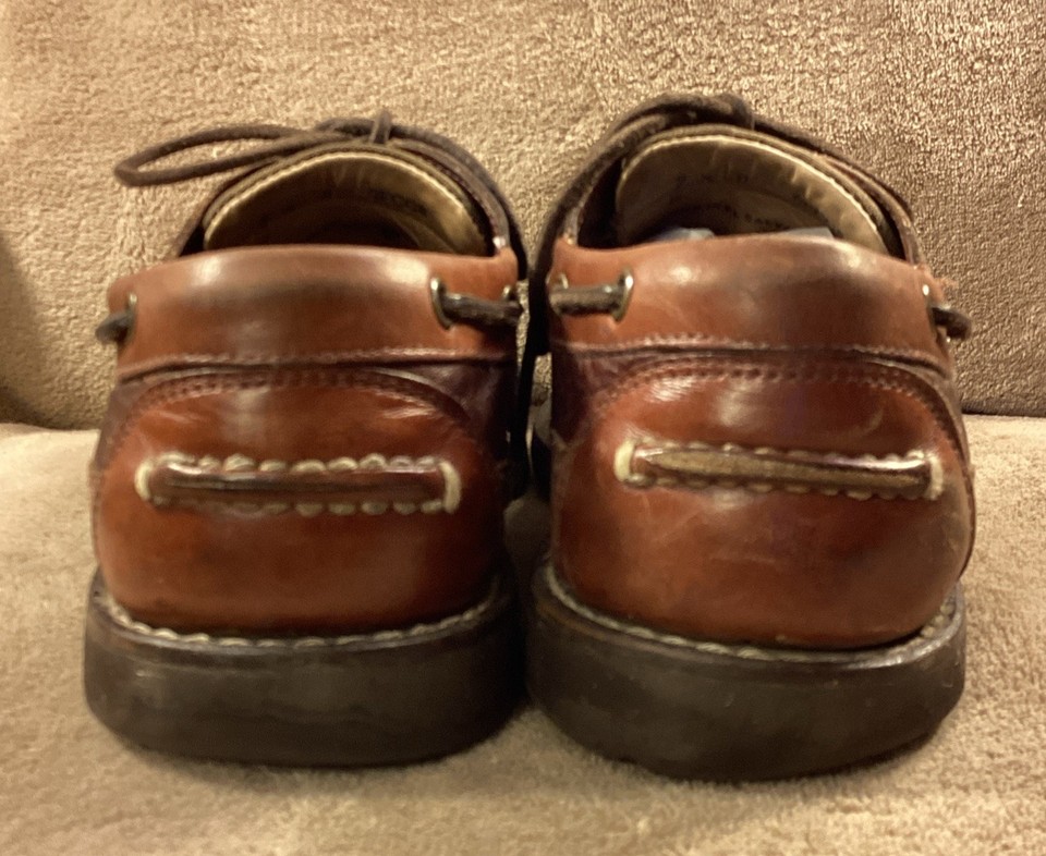 LL BEAN Allagash Bison Handsewn Oxford Boat Shoes Brown Leather Size 9. ...