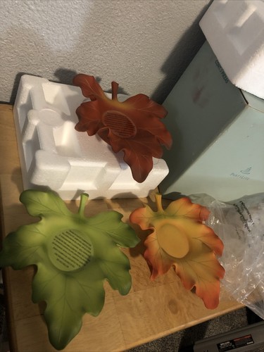 Partylite Fall Autumn Whispering Leaves Tealight Candle Holders Set of ...