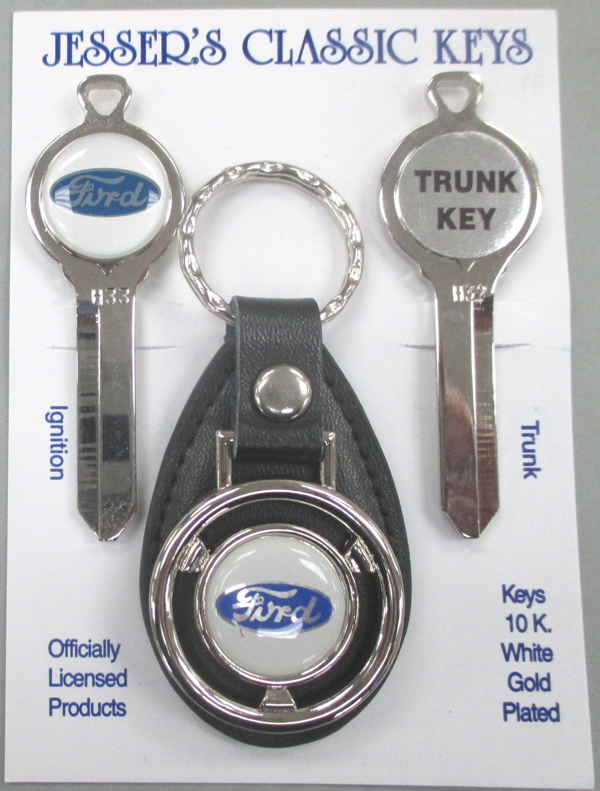 Ford Oval Crest Deluxe Classic White Gold Key Set NOS Keys 1969 1970 ...