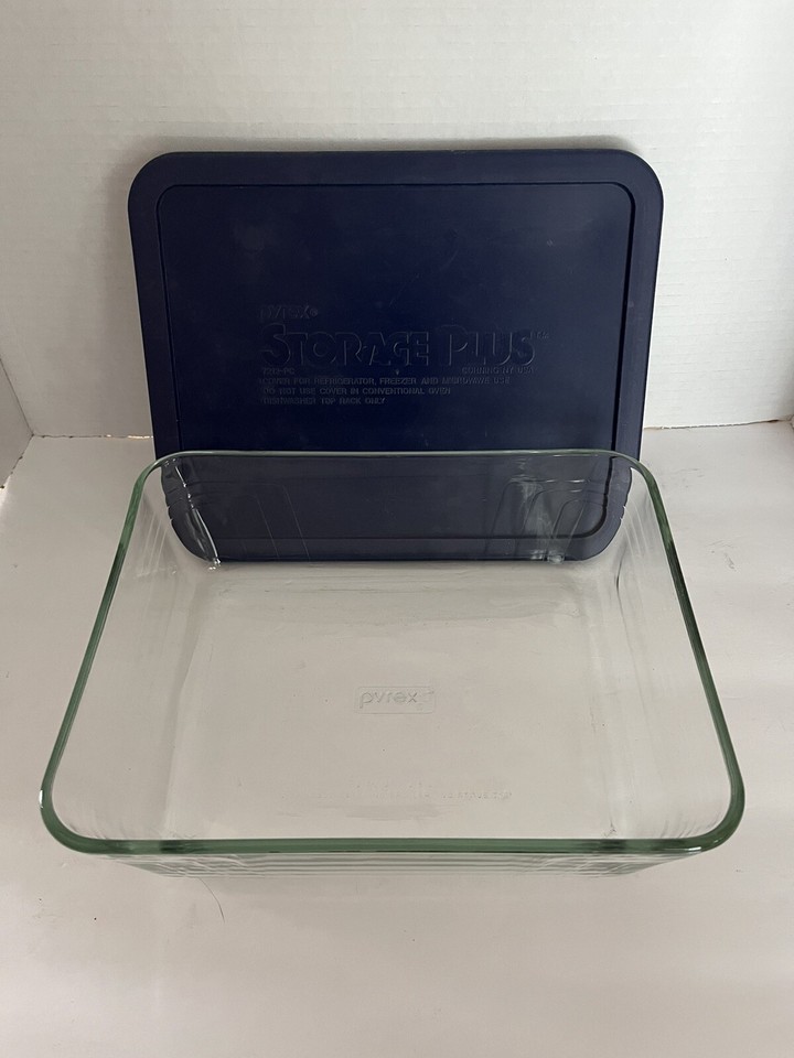 Pyrex 7212 11-Cup Glass Storage Dish w/ 7212-PC Blue Lid Cover ...