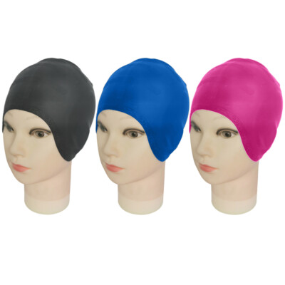 NEW Silicone Swim Cap Ear Protection Elastic Diving Hat Swim Pool Hats ...