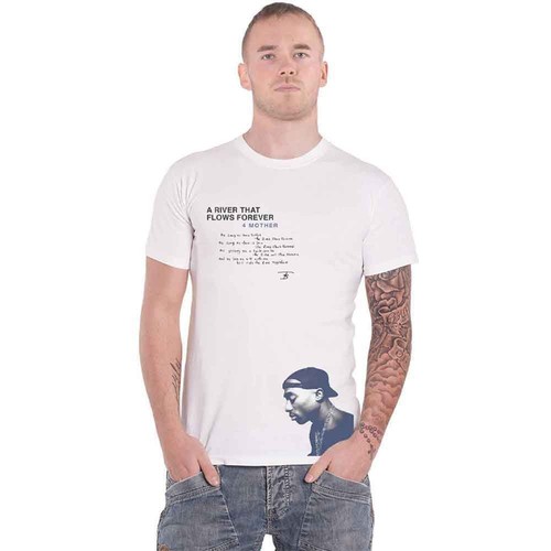 2pac Tupac T Shirt A River that flows forever new Official Unisex White ...