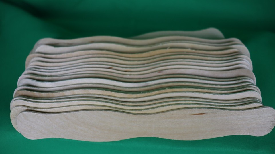 Pack of 500 Unfinished Wavy Wood Craft Sticks, 8 inch Auction Paddle ...