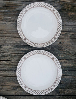 2 Adams & Sons "Sharon" Shamrock Brown Transferware Dinner Plates ...