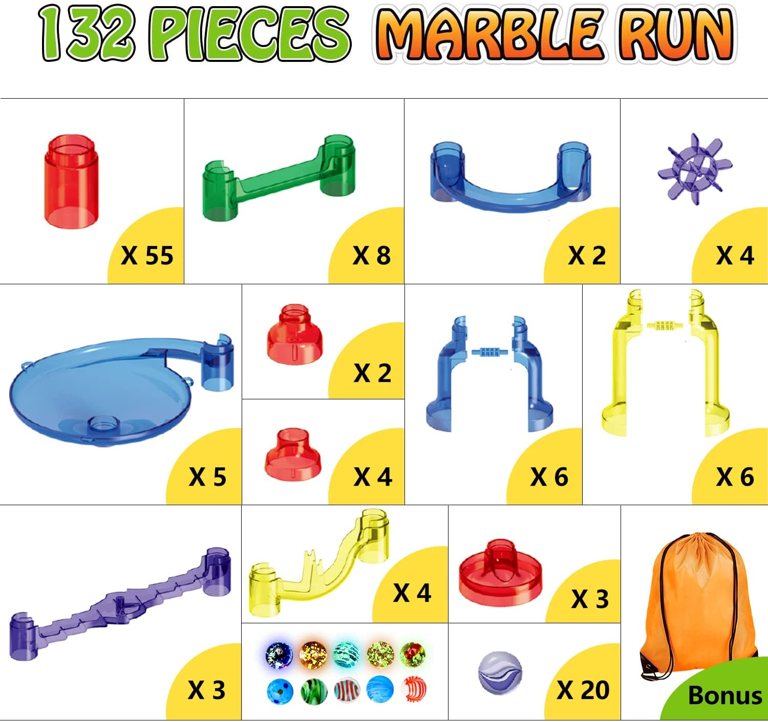 Meland Marble Run - 132Pcs Marble Maze Game Building Toy for Kid ...
