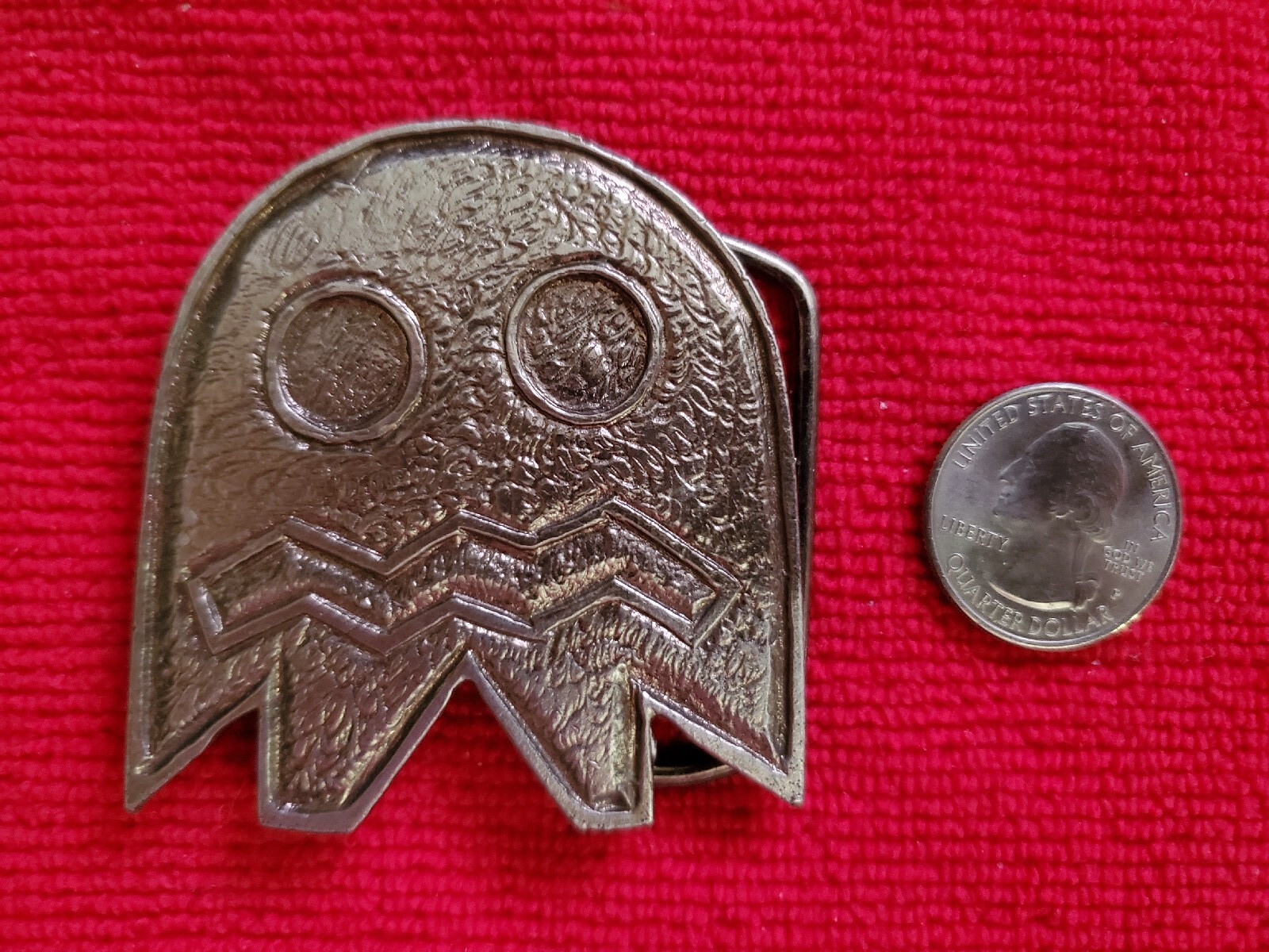 VINTAGE PAC MAN PACMAN GHOST METAL BELT BUCKLE - Gem