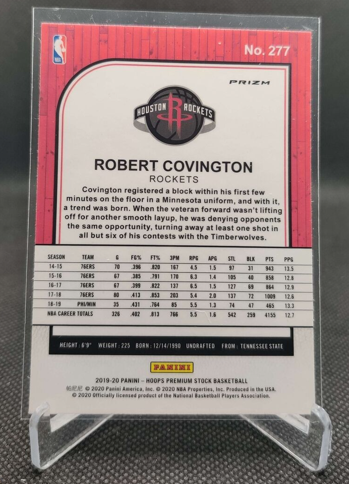 2019-20 NBA Hoops Premium Silver Laser Prizm #277 Robert Covington ...