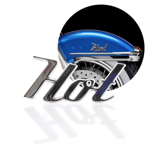 Chrome Metal "Hot" Script Lettering Car Truck Hot Rod Fender Emblem ...