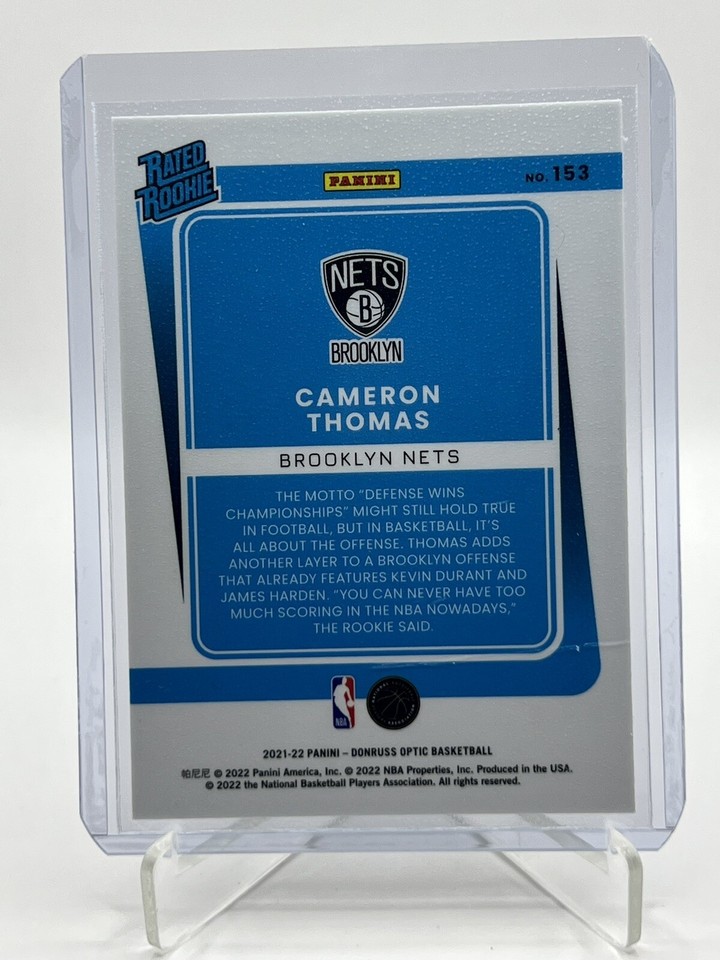2021-22 Panini Donruss Optic Cameron Cam Thomas Rated Rookie Card RC ...