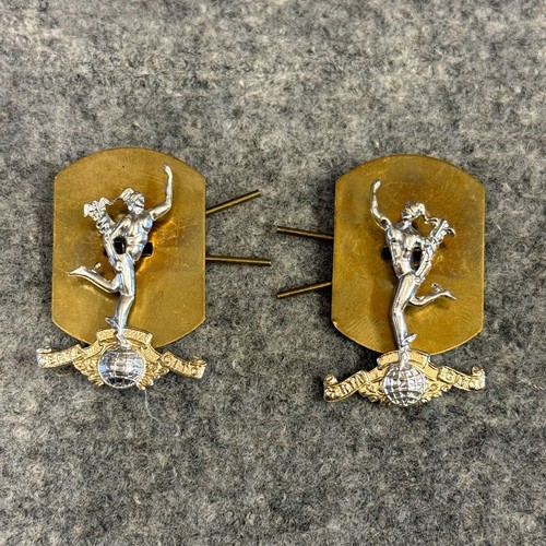 The Royal Corps of Signals Collar Badges Gold & Silver Gilt Metal ...