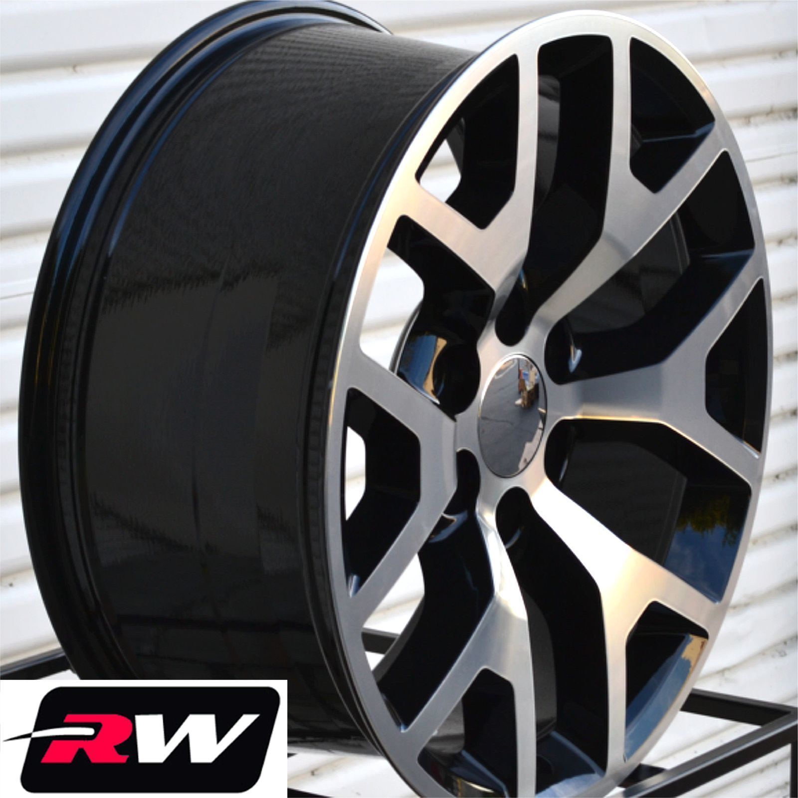 20" inch 20 x9" Wheels for Chevy Avalanche Black Machined GMC Sierra ...
